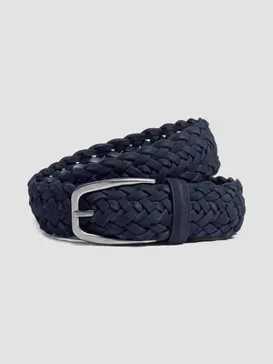 Zegna Braided Leather Belt - Dark Blue