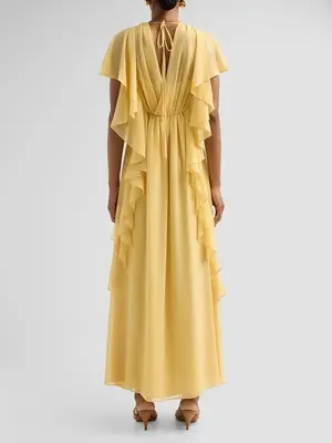 UNGARO Saffron Ruffle Empire Dress - Raffia