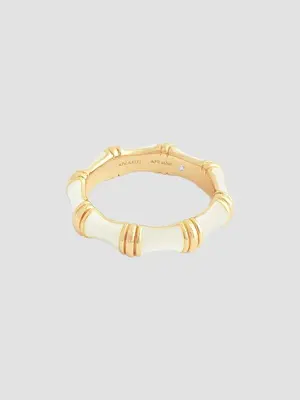 ANABEL ARAM Bamboo 18k-gold-plated & Enamel Ring - Creme