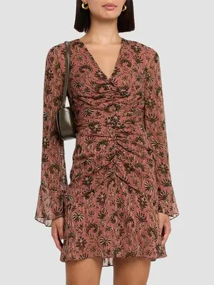 Veronica Beard Beaty Long-sleeve Ruched Minidress