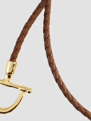 ANABEL ARAM Cheval Braided Leather & 18k-gold-plated Wrap Bracelet - Saddle