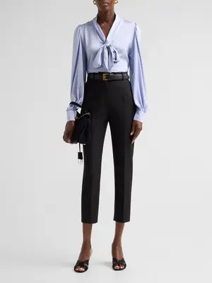 Kobi Halperin Selena Stretch-silk Tie-front Blouse - Frost