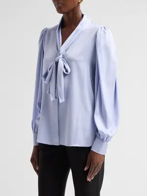 Kobi Halperin Selena Stretch-silk Tie-front Blouse - Frost