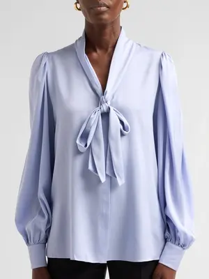 Kobi Halperin Selena Stretch-silk Tie-front Blouse - Frost