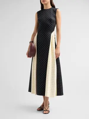Lela Rose Alexis Polka Dot Jacquard Midi-dress