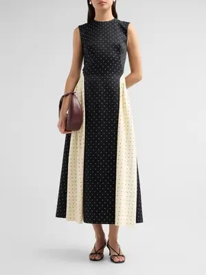 Lela Rose Alexis Polka Dot Jacquard Midi-dress