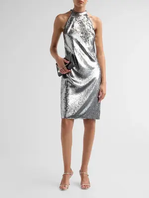 UNGARO Maris Sequined Hand-beaded Knee-length Dress