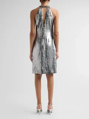 UNGARO Maris Sequined Hand-beaded Knee-length Dress