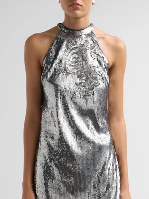 UNGARO Maris Sequined Hand-beaded Knee-length Dress