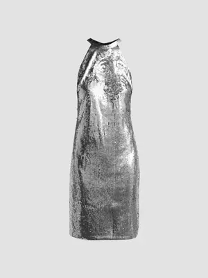 UNGARO Maris Sequined Hand-beaded Knee-length Dress - Silver