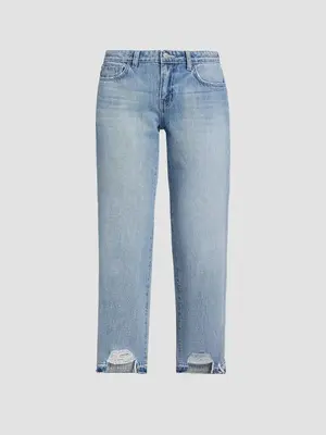 L'Agence Blaine Distressed Denim Low-rise Stovepipe Crop Jeans - Albee
