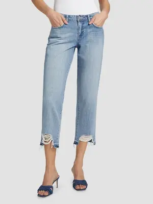 L'Agence Blaine Distressed Denim Low-rise Stovepipe Crop Jeans