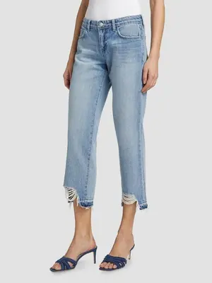 L'Agence Blaine Distressed Denim Low-rise Stovepipe Crop Jeans