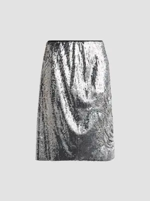 UNGARO Rachel Sequined Knee-length Skirt - Silver