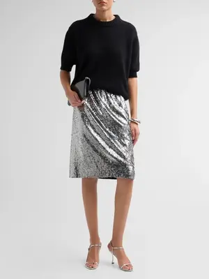 UNGARO Rachel Sequined Knee-length Skirt