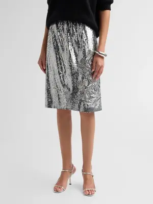 UNGARO Rachel Sequined Knee-length Skirt