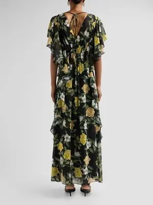 UNGARO Sylvie Chiffon Ruffle Gown