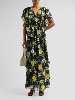 UNGARO Sylvie Chiffon Ruffle Gown