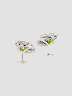 LINK UP Martini Glasssilver-plated Brass Cufflinks - Silver