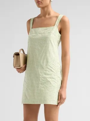 Simkhai Sloan Gingham Mini Dress - Lime Gingham