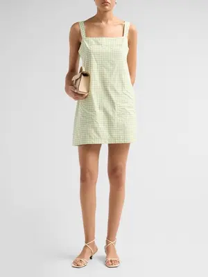 Simkhai Sloan Gingham Mini Dress - Lime Gingham