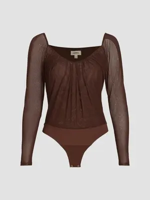 L'Agence Gwendolyn Sheer-sleeve Bodysuit