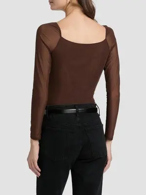 L'Agence Gwendolyn Sheer-sleeve Bodysuit
