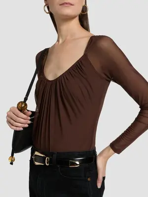 L'Agence Gwendolyn Sheer-sleeve Bodysuit