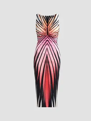 Roberto Cavalli Printed V-neck Midi Dress