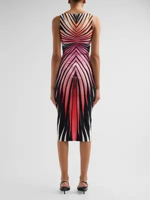 Roberto Cavalli Printed V-neck Midi Dress