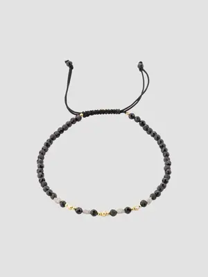 JAN LESLIE Spinel And Raw Diamond Beaded Pull-cord Bracelet - Black