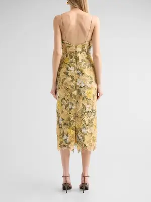 UNGARO Robin Lace Midi Dress