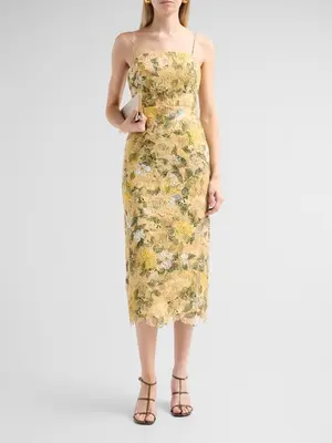 UNGARO Robin Lace Midi Dress