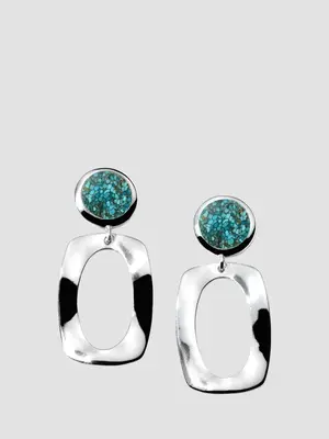 Ippolita Polished Rock Candy Small Dot & Small Frame Sterling Bronze & Turquoise Drop Earrings - Silver