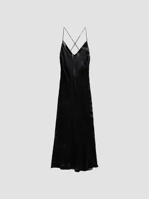 Roberto Cavalli Burnout-striped Midi Dress - Black