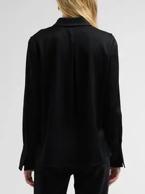 UNGARO Adele Embroidered Satin Blouse - Black