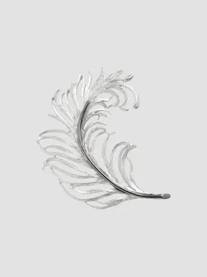 JAN LESLIE Sterling Feather Lapel Pin - Silver