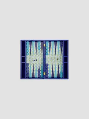 Jonathan Adler Basketweave Lacquer Backgammon Set - Blue