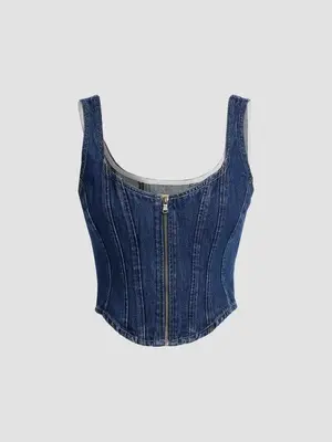 L'Agence Elysia Denim Corset Tank