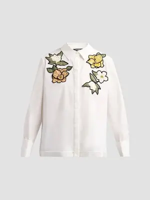 UNGARO Dylan Appliqué Button-front Blouse - Ivory