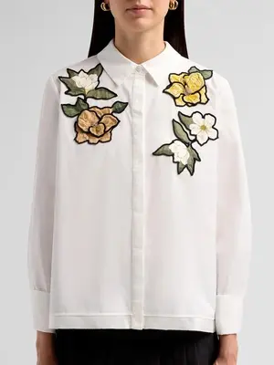 UNGARO Dylan Appliqué Button-front Blouse