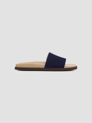 Brunello Cucinelli Suede Slide Sandals - Blue