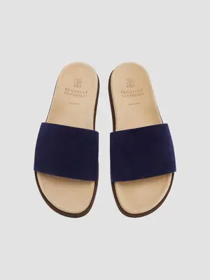 Brunello Cucinelli Suede Slide Sandals