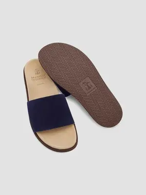 Brunello Cucinelli Suede Slide Sandals