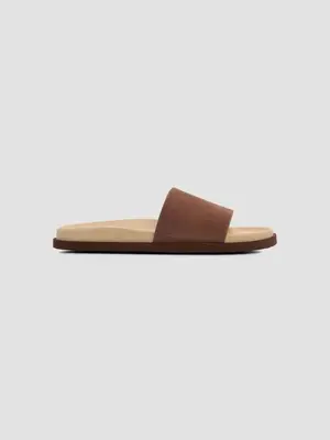 Brunello Cucinelli Suede Slide Sandals - Tan