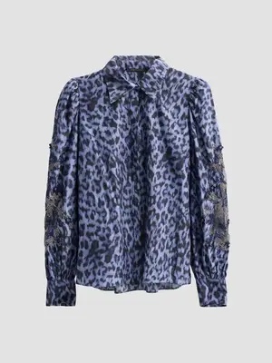 Kobi Halperin Lizzie Leopard Cotton-silk Blouse