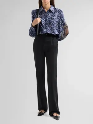 Kobi Halperin Lizzie Leopard Cotton-silk Blouse