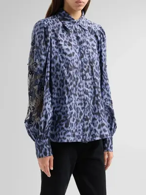 Kobi Halperin Lizzie Leopard Cotton-silk Blouse