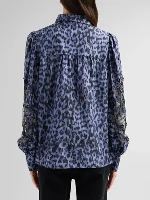 Kobi Halperin Lizzie Leopard Cotton-silk Blouse