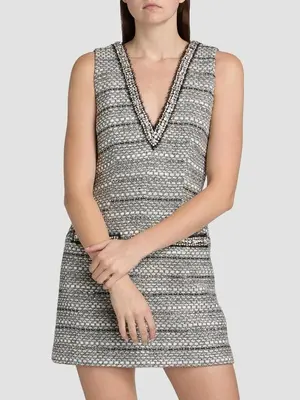 Veronica Beard Odele Embellished Cotton-blend Minidress